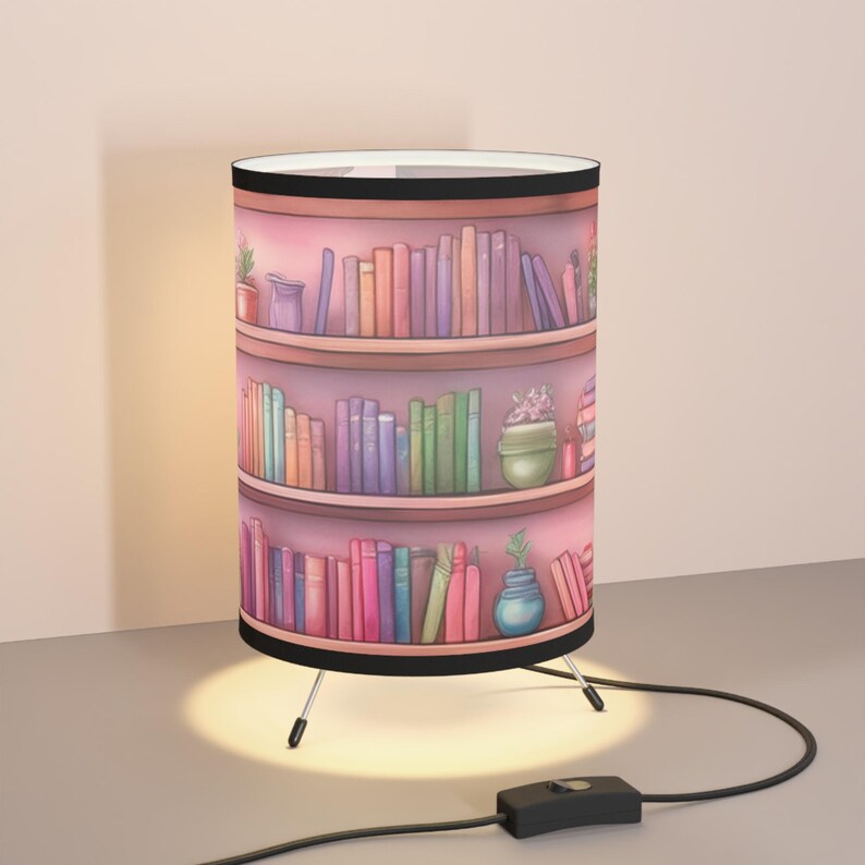 Romantic Pastel Book Shelf Tripod Lamp - Home Lighting, Book Lover ...