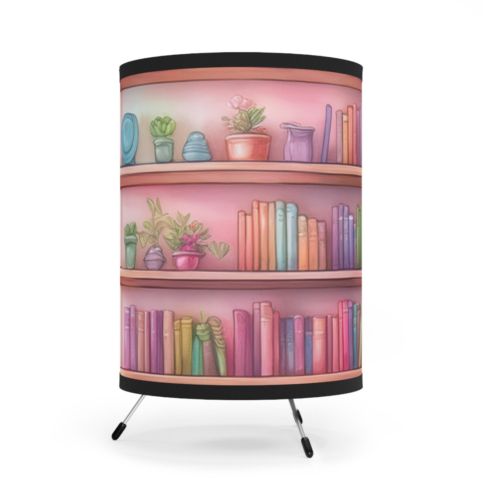 Romantic Pastel Book Shelf Tripod Lamp - Home Lighting, Book Lover ...