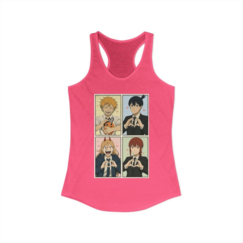 Chainsaw Man Inspired Graphic Heart Women's Racerback Tank | Cute Anime ...