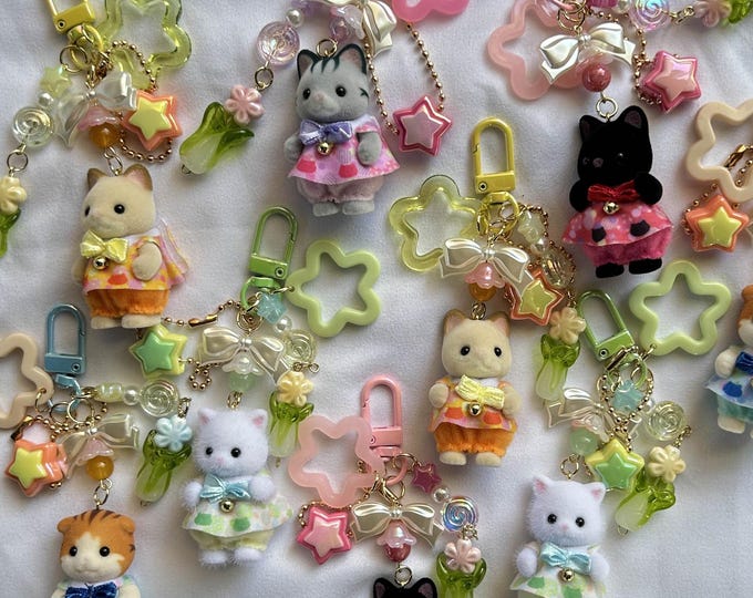 Calico Critters Cat Babies Keychain — Sylvanian Families Bag Charm - Etsy