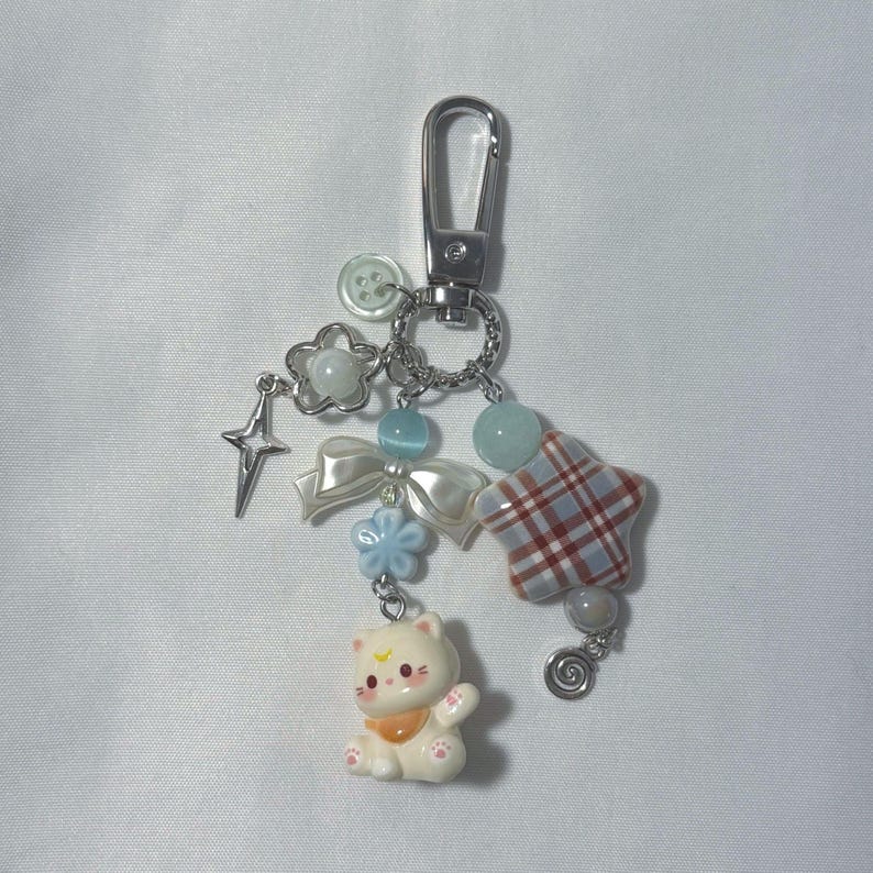 Kitty With Chunky Star Keychain, Heisei Retro Juminocore Bag Charm - Etsy