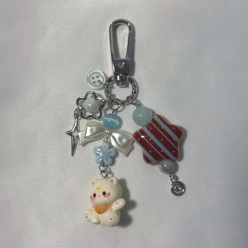 Kitty With Chunky Star Keychain, Heisei Retro Juminocore Bag Charm - Etsy