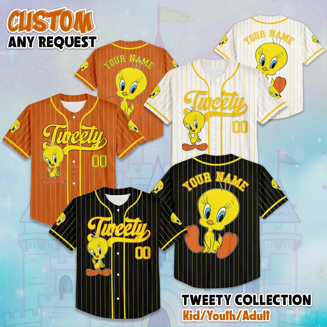 Personalized Tweety Baseball Jersey, Custom Tweety Bird Shirt, Baseball ...