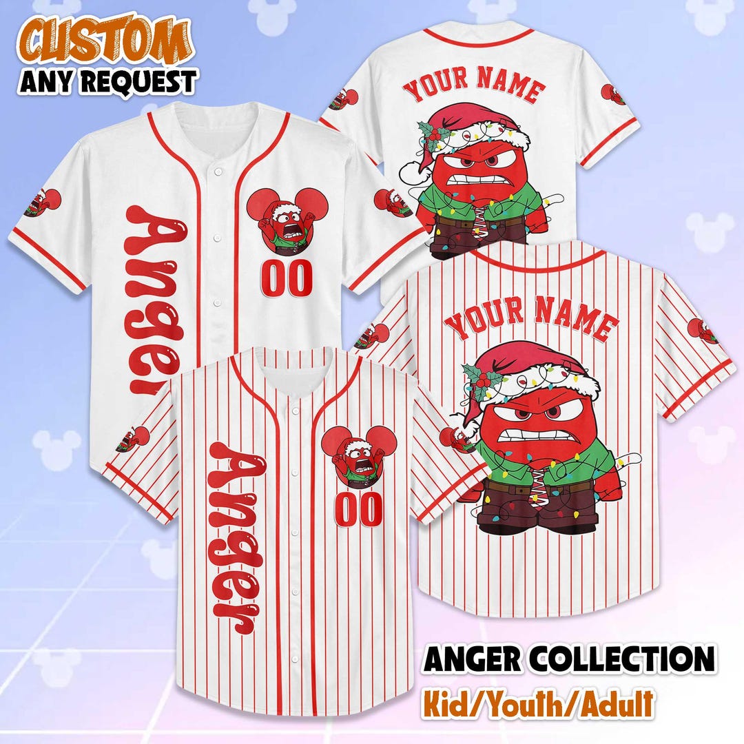 Personalized Anger Baseball Jersey, Custom Disney Inside Out Shirt ...