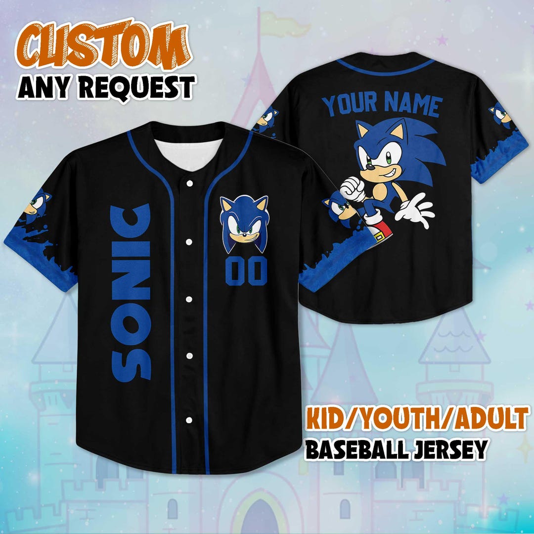 Personalized Sonic the Hedgehog Baseball Jersey, Custom Sonic the ...