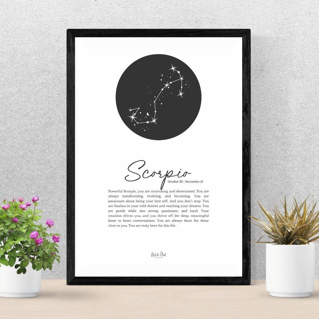 Scorpio Zodiac Digital Printable | Horoscope Wall Art | Astrology Print ...