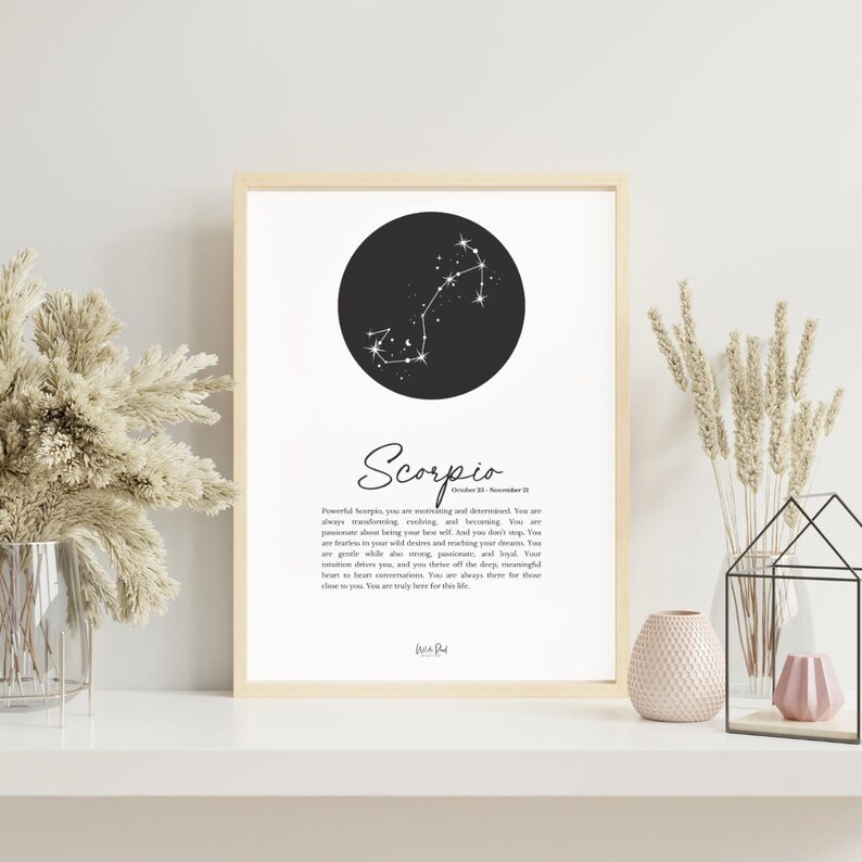 Scorpio Zodiac Digital Printable | Horoscope Wall Art | Astrology Print ...