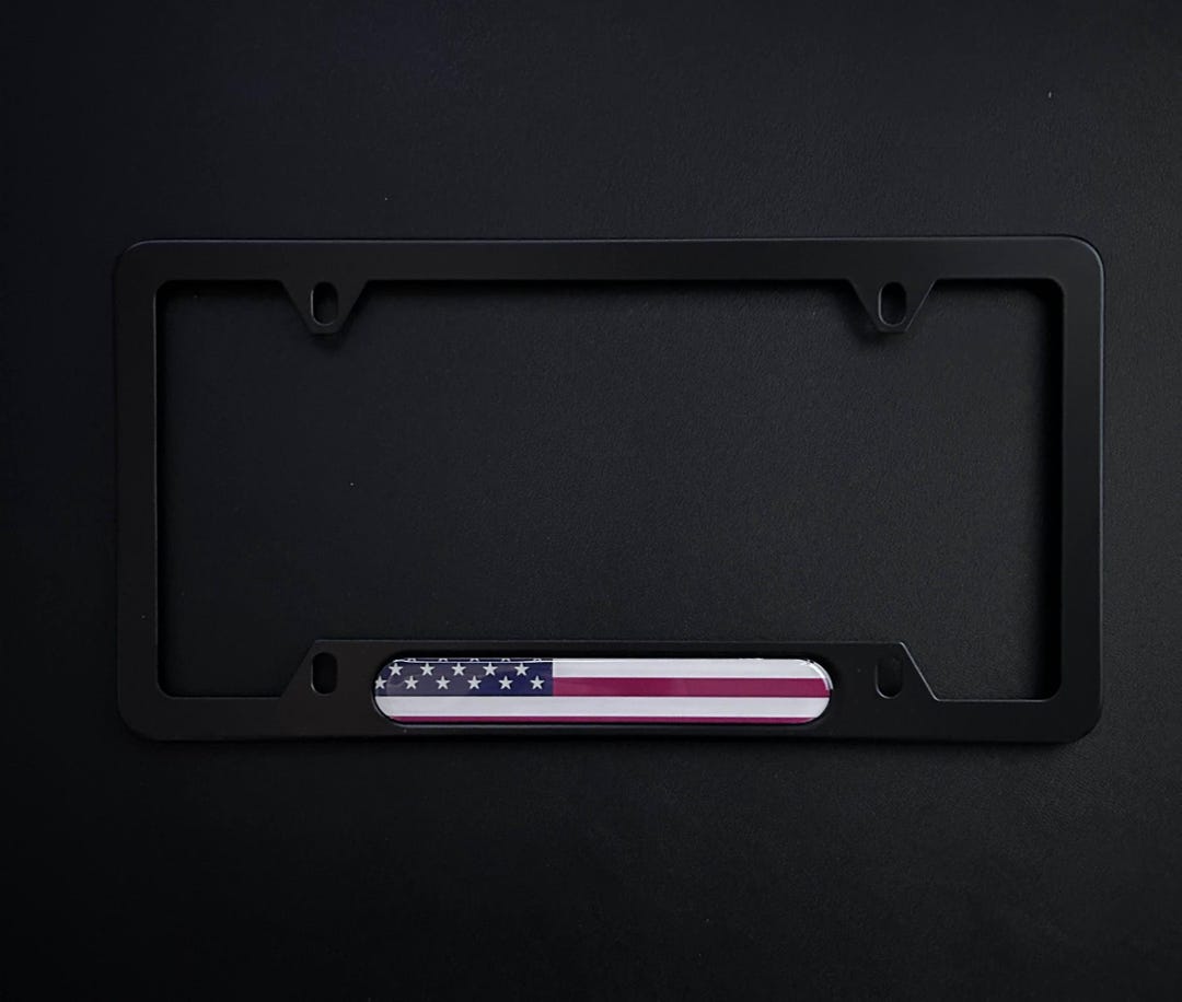 Classic American Flag, Durable License Plate Frame, Black Stainless ...