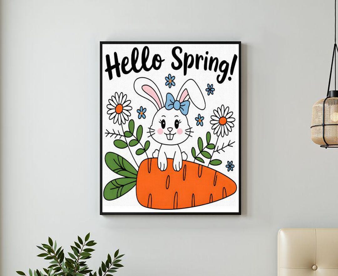 Diamond Art Painting Kit, DIY Hello Spring Canvas Wall Art 5 Sizes ...