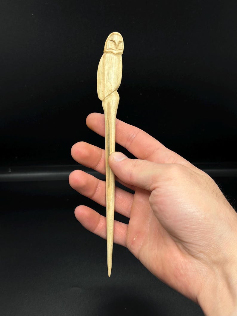 Hand Carved Walnut Wood Owl Hair Pin: Rustic Hair Accessories - Etsy