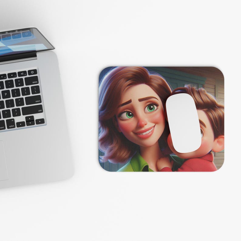 Custom Mother Day Mousepad Pixar Style Art Gift Personalized Mom and ...