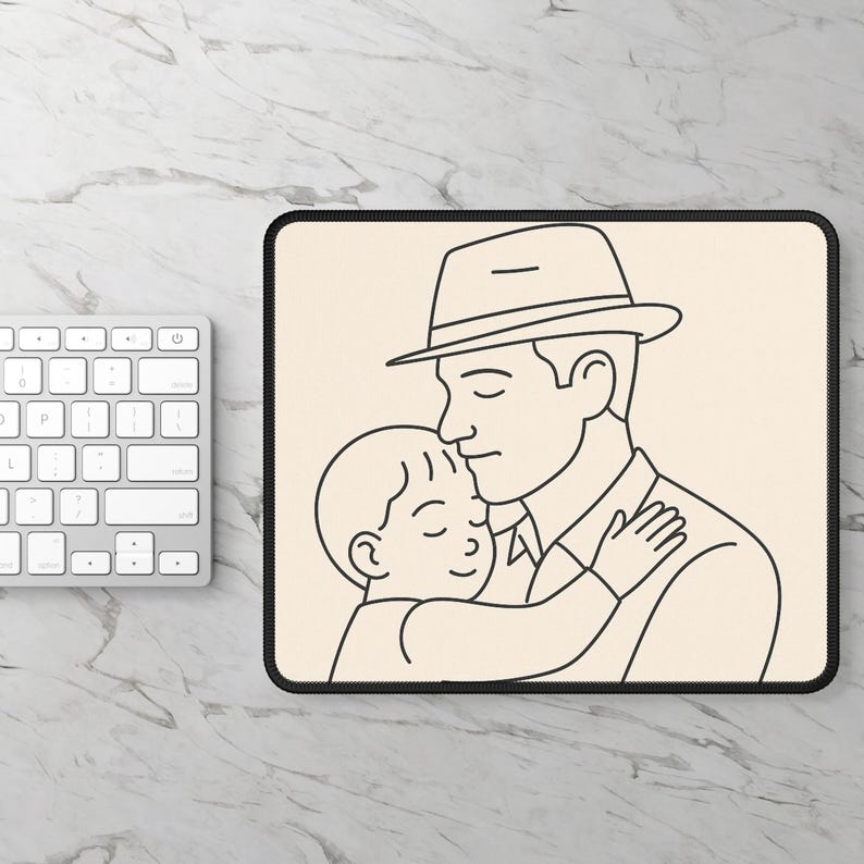 Custom Line Art Father and Child Gaming Mouse Pad - Sentimental Father ...