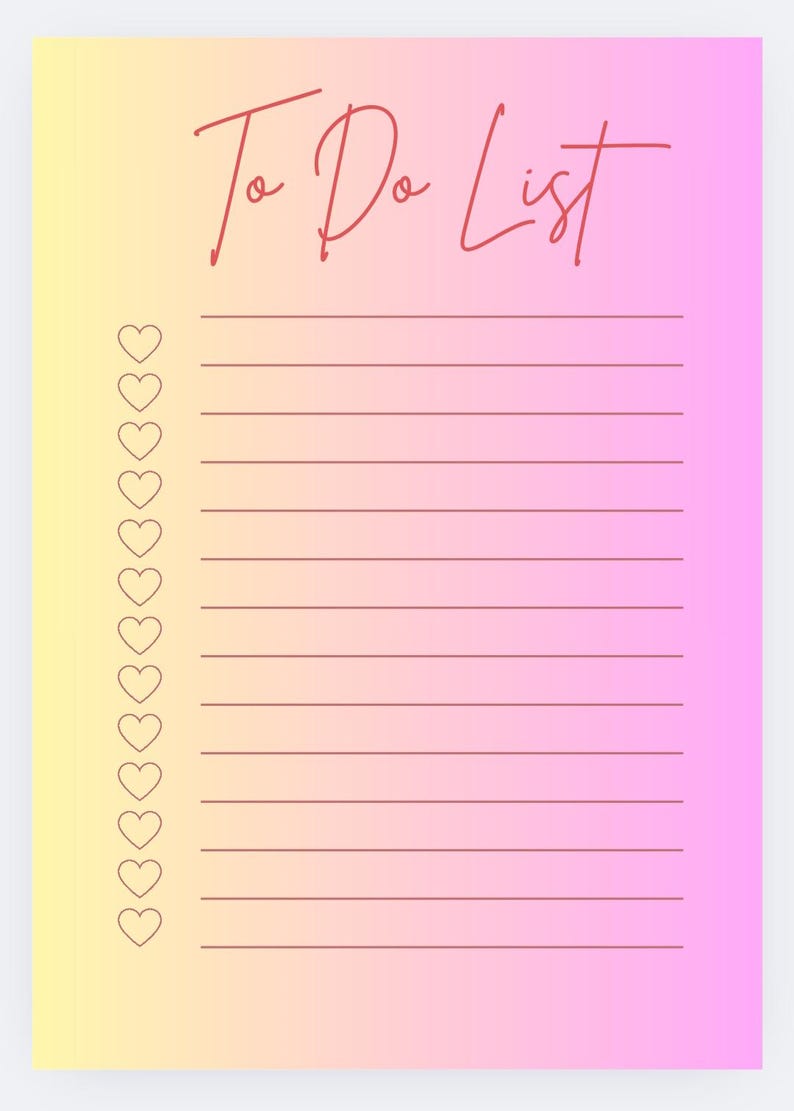 To Do List Template - Etsy