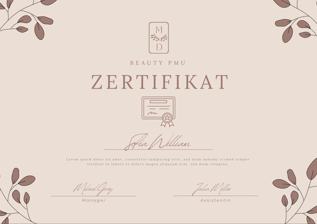 Certificate of Completion Template, Editable Training Certificate, Printable Makeup / PMU ...