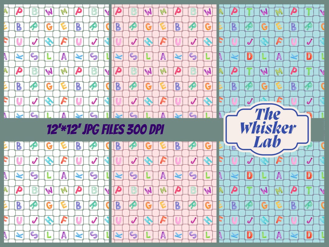 Pastel Alphabet Gingham Seamless Digital Patterns Download, Letters ...