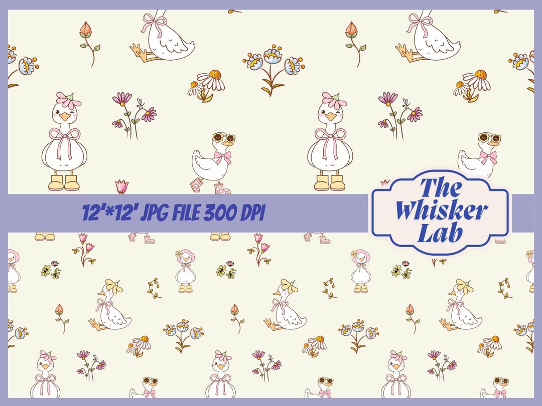 Silly Goose Seamless Digital Pattern Download, Hand Drawn Digital Art ...