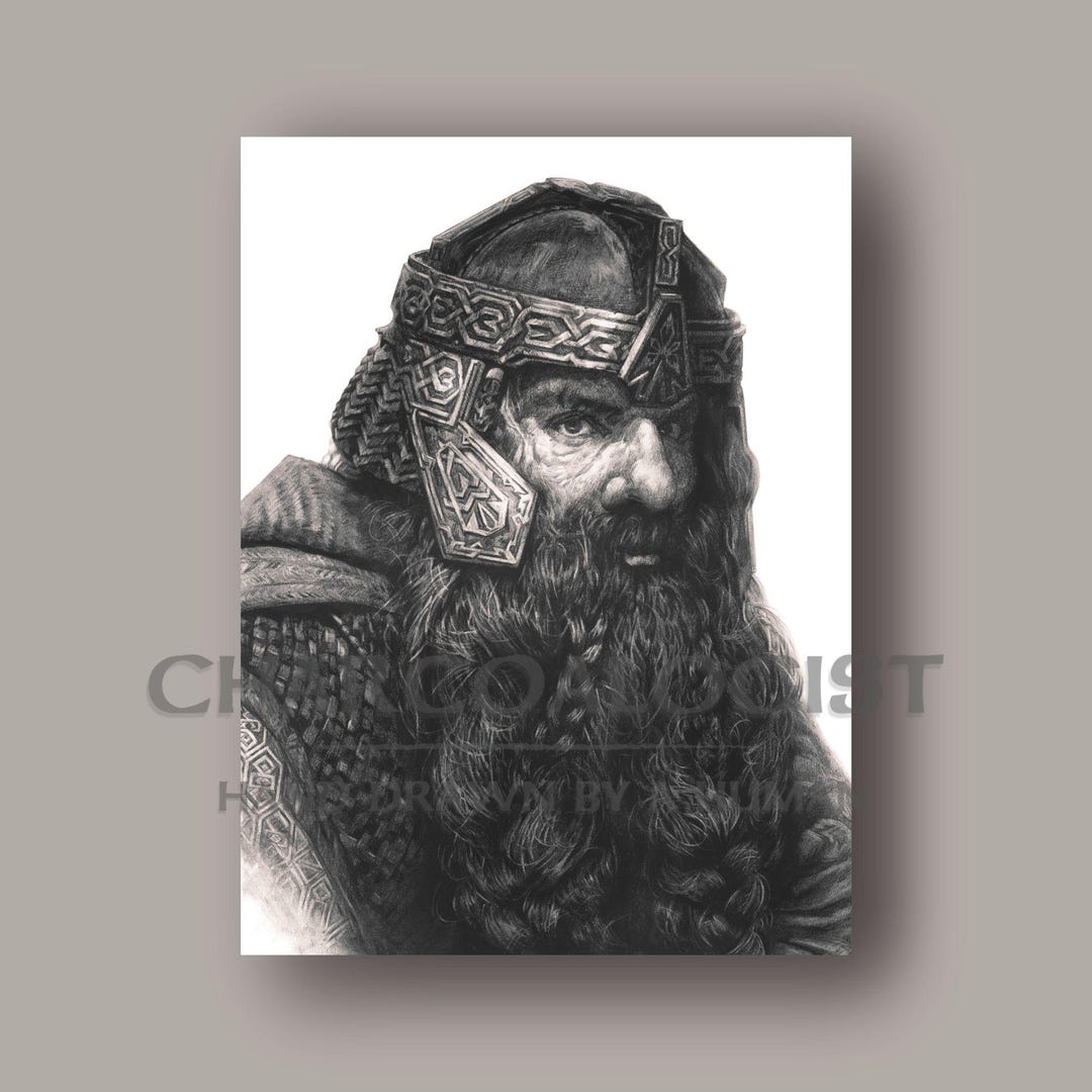 Gimli - Lord of the Rings - Charcoal Portrait Art Print - Etsy