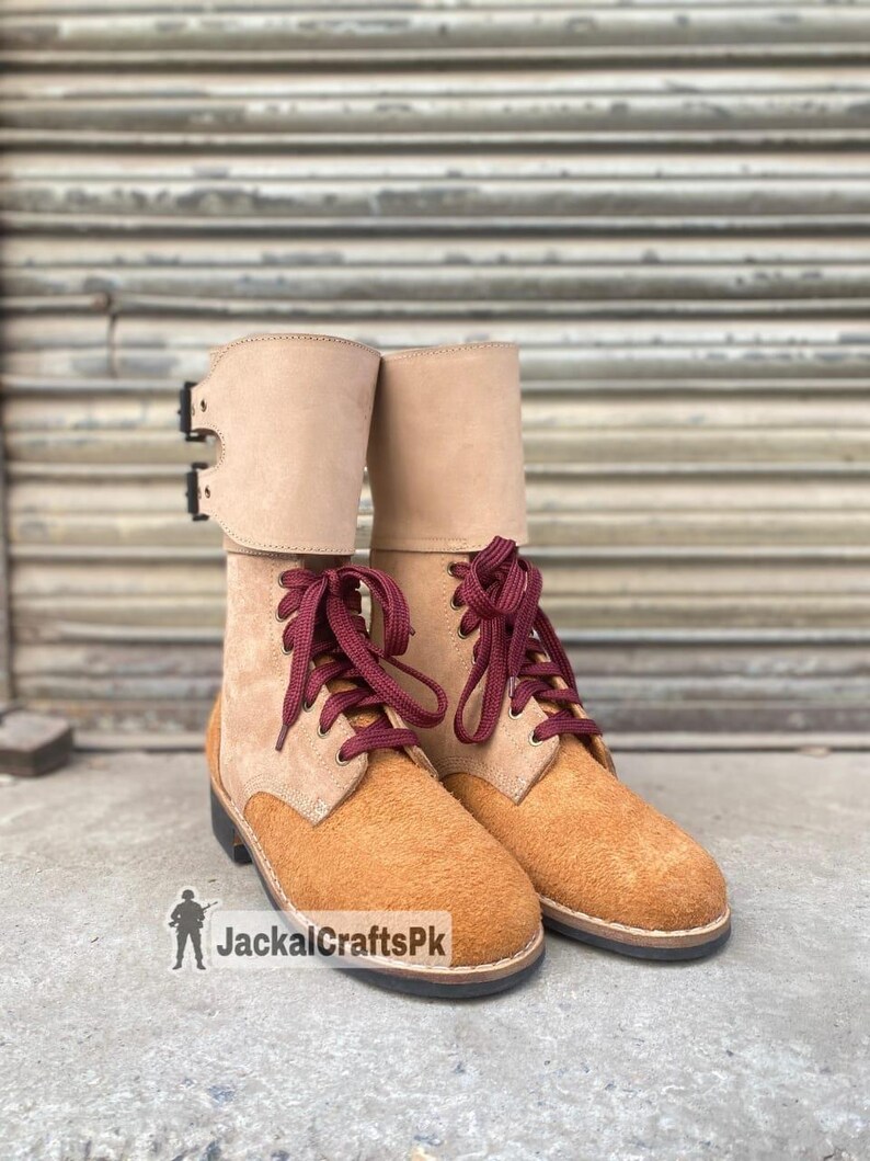 Us Army Rough-out Leather Double Buckle Boots With Rubber Sole, Leather ...