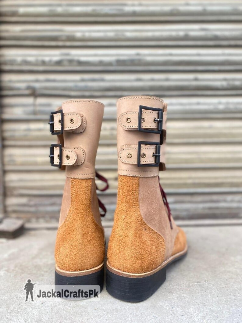 Us Army Rough-out Leather Double Buckle Boots With Rubber Sole, Leather ...