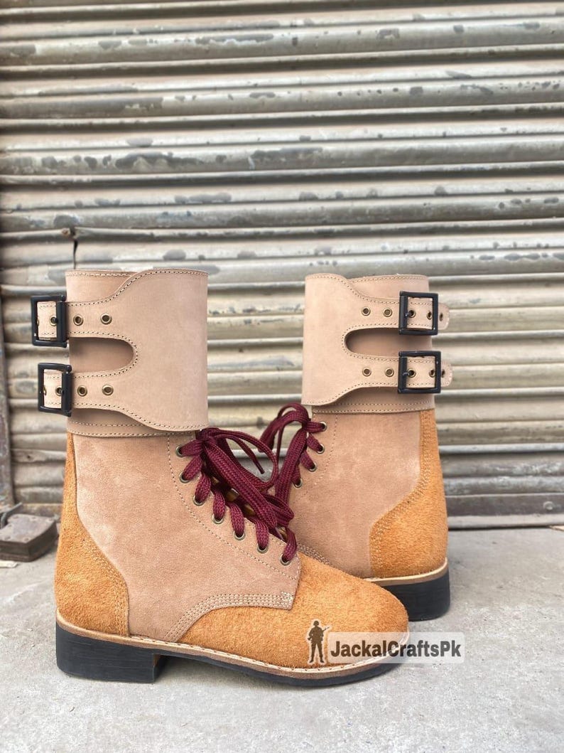 Us Army Rough-out Leather Double Buckle Boots With Rubber Sole, Leather ...