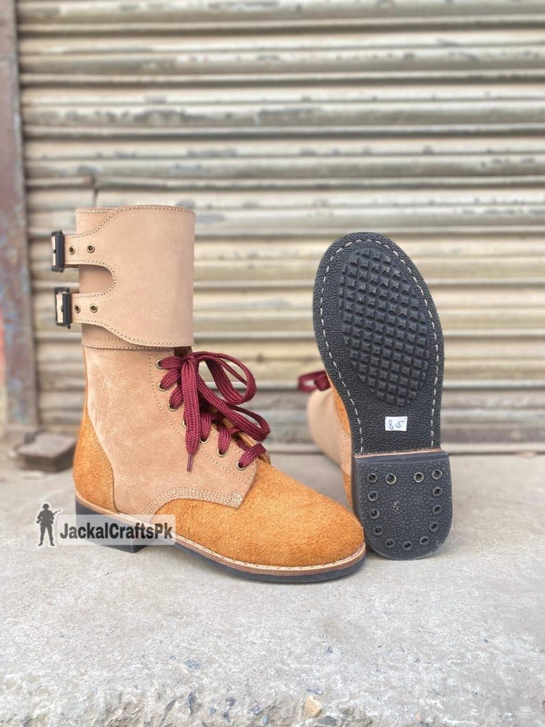 Us Army Rough-out Leather Double Buckle Boots With Rubber Sole, Leather ...