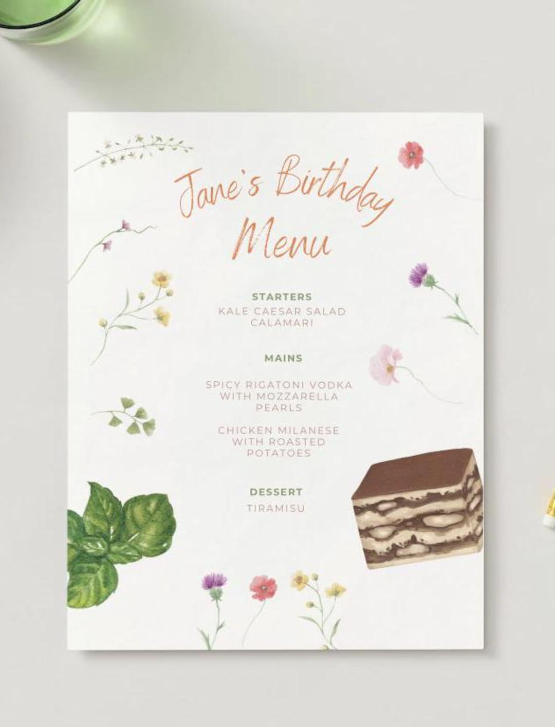 Editable Birthday Menu Template, Printable Birthday Menu, Dinner Party ...