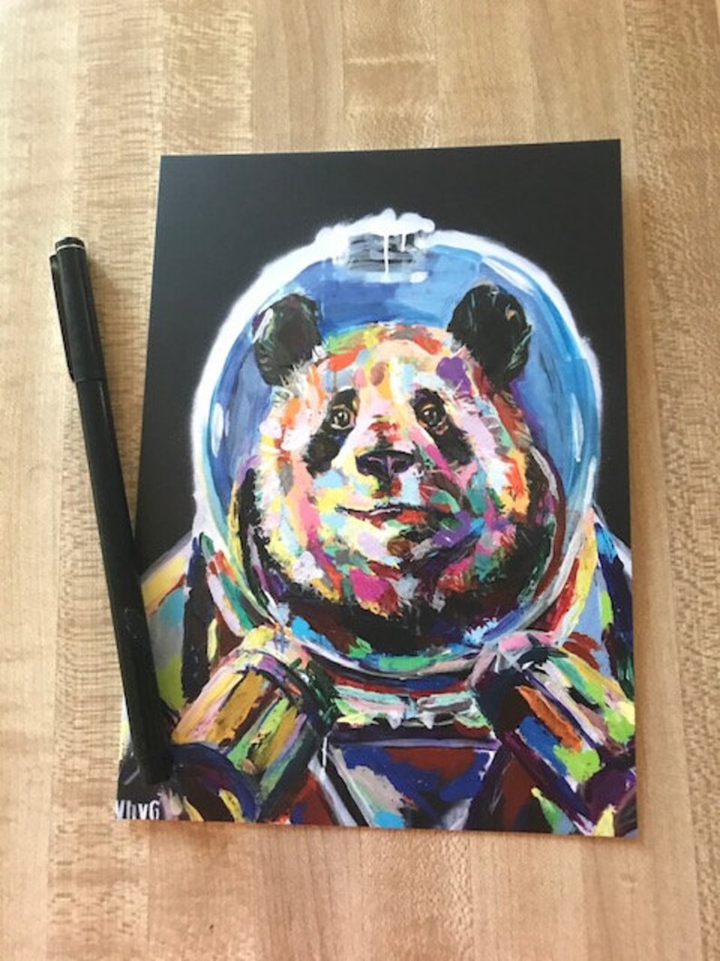 5x7 Postcard Print space Panda Spray Paint and - Etsy