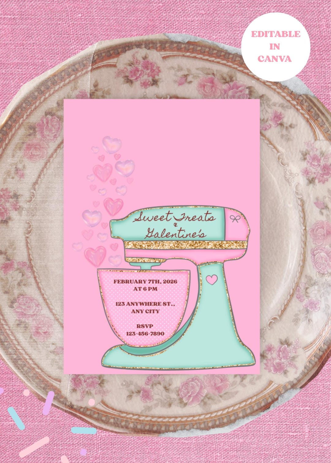 Sweet Treats Galentine's Invitation | Baking Theme, Pink Coquette ...