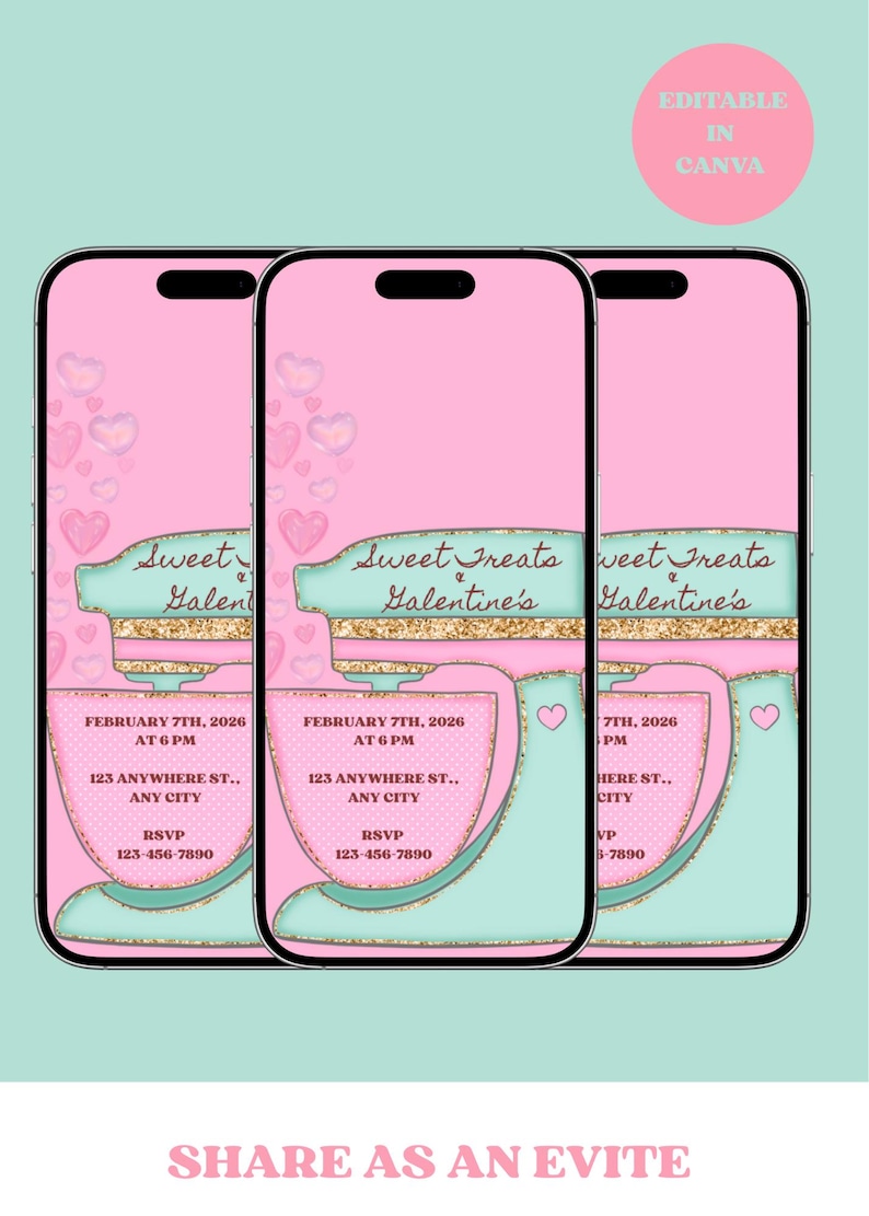 Sweet Treats Galentine's Invitation | Baking Theme, Pink Coquette ...
