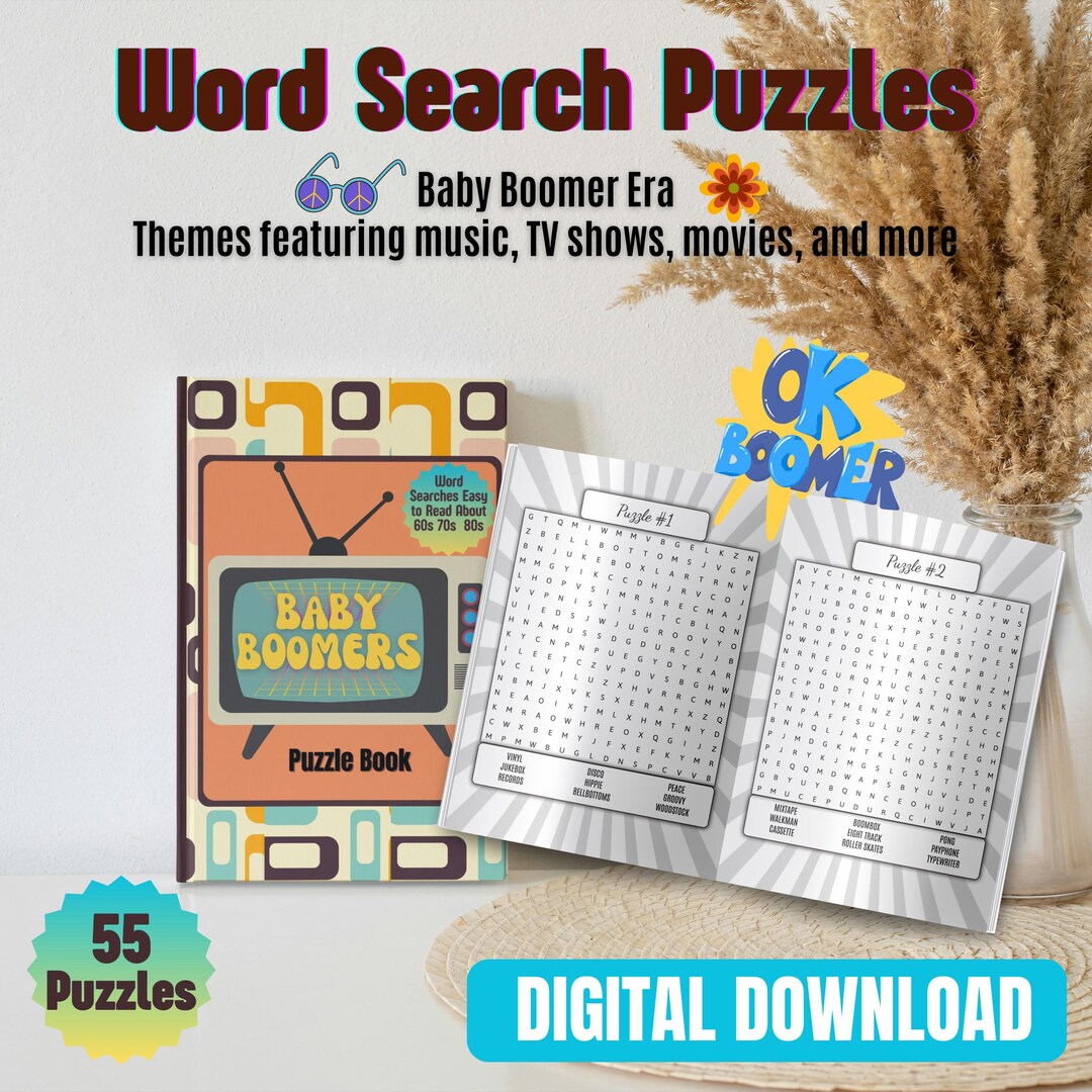 Baby Boomer Word Search Puzzle Book: Large Print Brain Games (digital ...