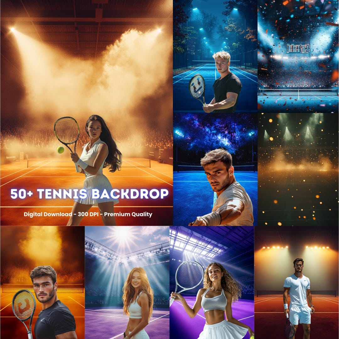 Tennis Digital Background for Photoshop Overlay, Professional Tennis ...