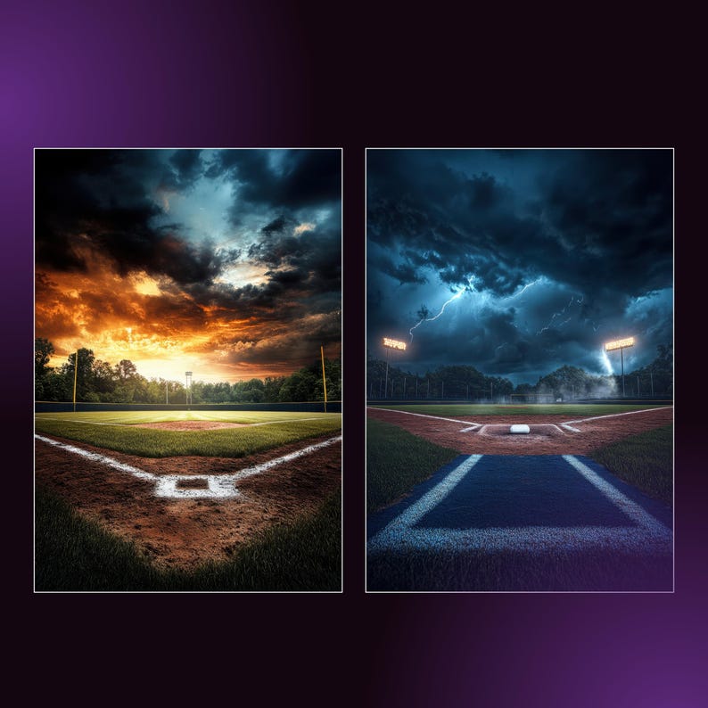 50 Baseball Field Backdrops – Stadium Lights, Smoke Effect (digital ...