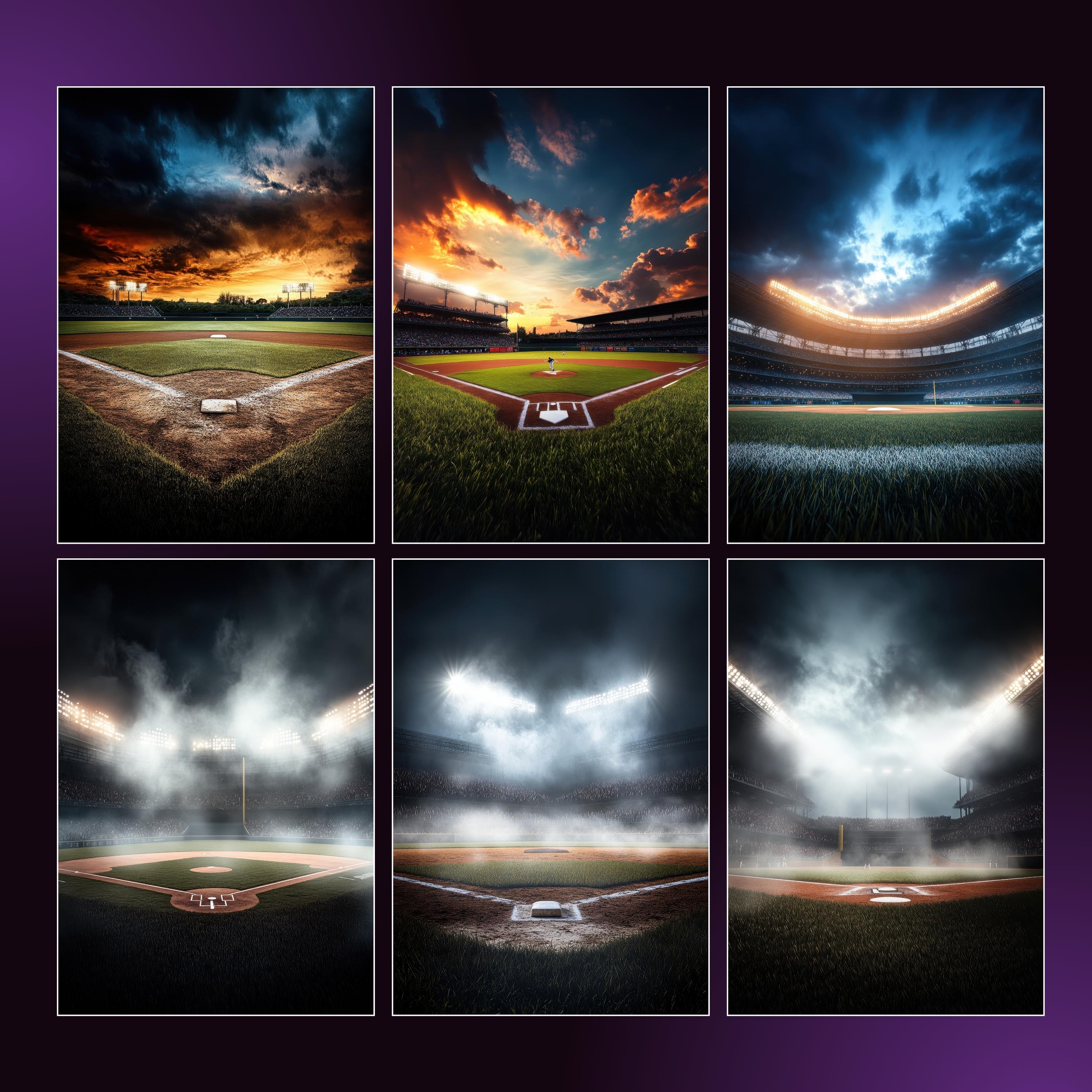 50 Baseball Field Backdrops – Stadium Lights, Smoke Effect (digital ...