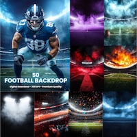 Vintage Football Digital Backdrop Bundle, Football Field Backgrounds ...