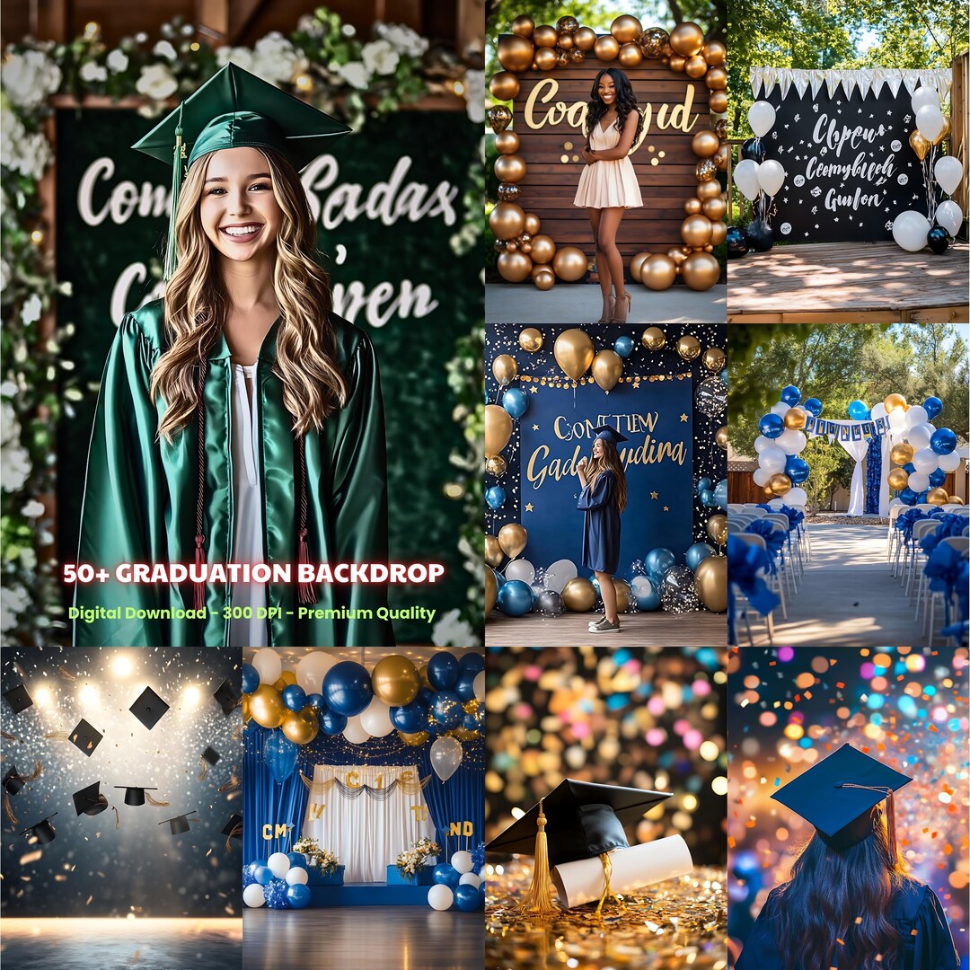 Graduation Photo Digital Backdrops - 50 Glitter, Bokeh Backgrounds for ...