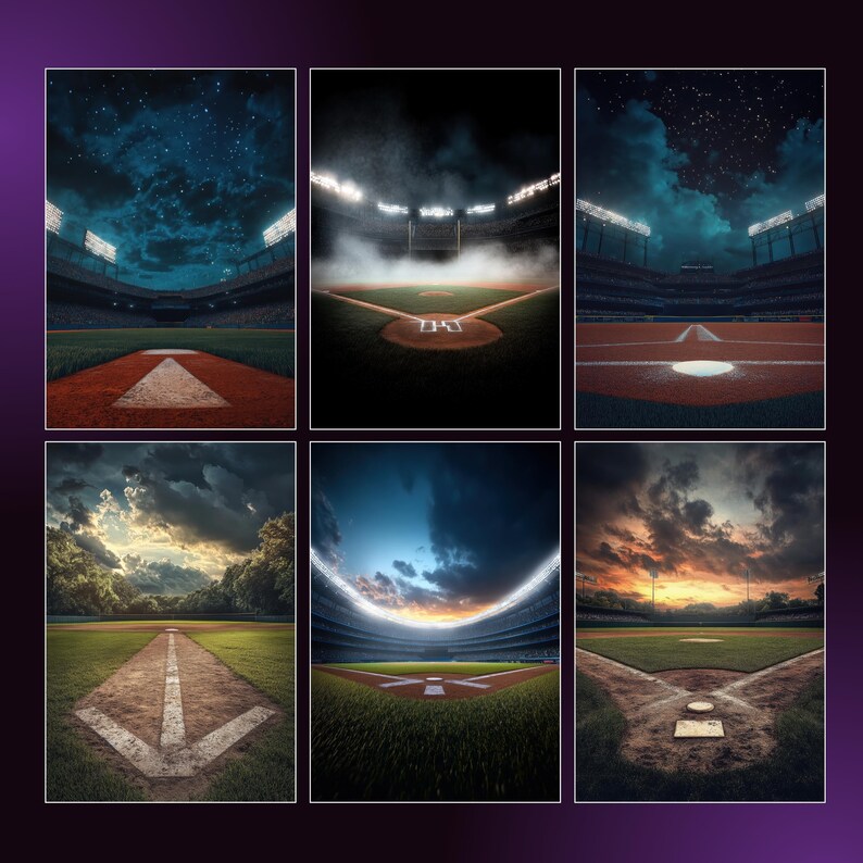 50 Baseball Field Backdrops – Stadium Lights, Smoke Effect (digital ...