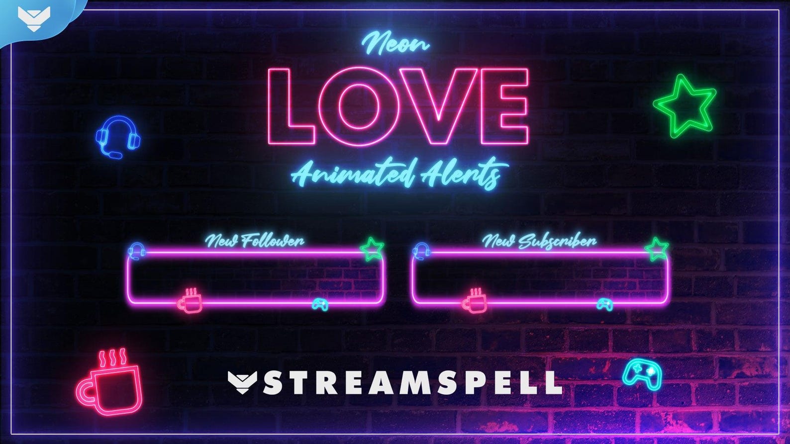 Neon Love Stream Overlay Package: Animated Alerts, Webcam Frame ...