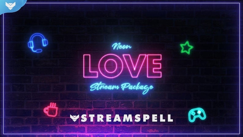 Neon Love Stream Overlay – Webcam Frame, Alerts, Panels, Transition ...