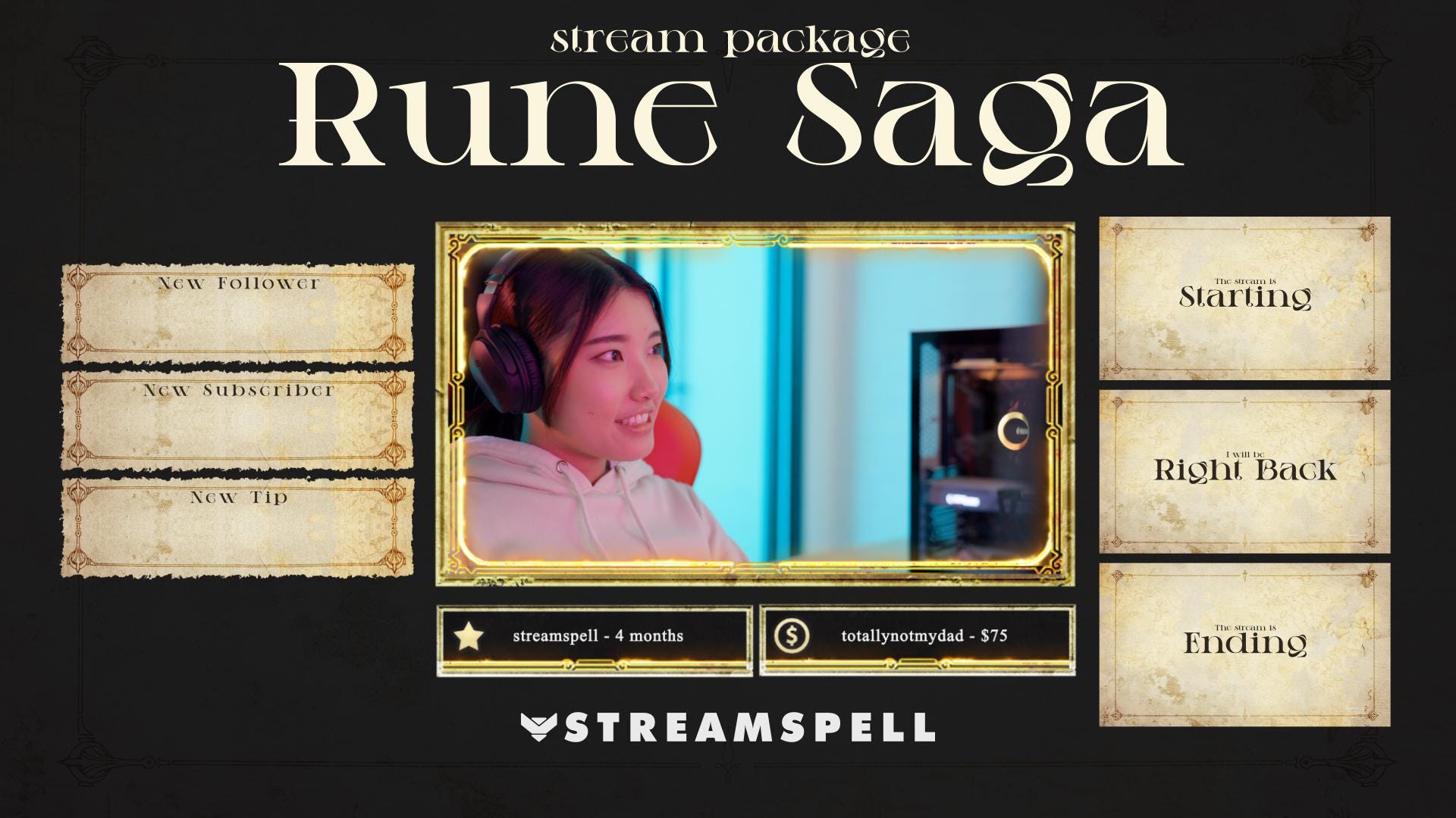 Rune Saga RPG Animated Twitch Overlay Package for Runescape, Elden Ring ...