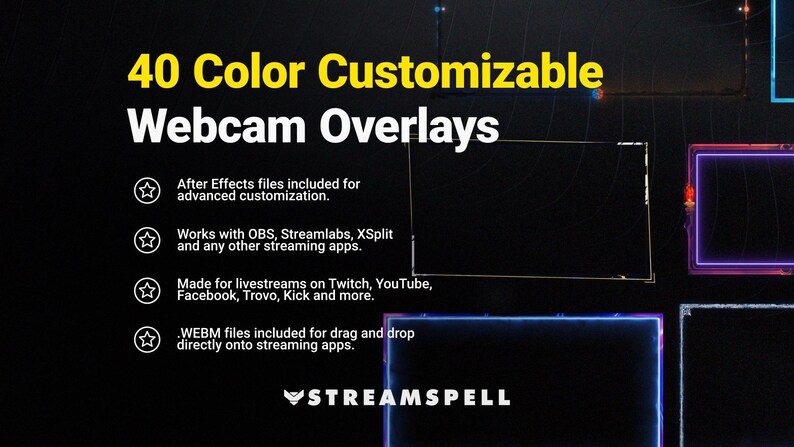 40 Animated Webcam Overlays: Twitch, Neon, Anime Themes (PDF) - Etsy