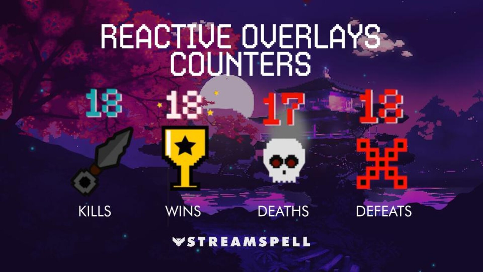 Pixel Japan Reactive Overlays | Pixel Art Kill, Win, Death Counters ...