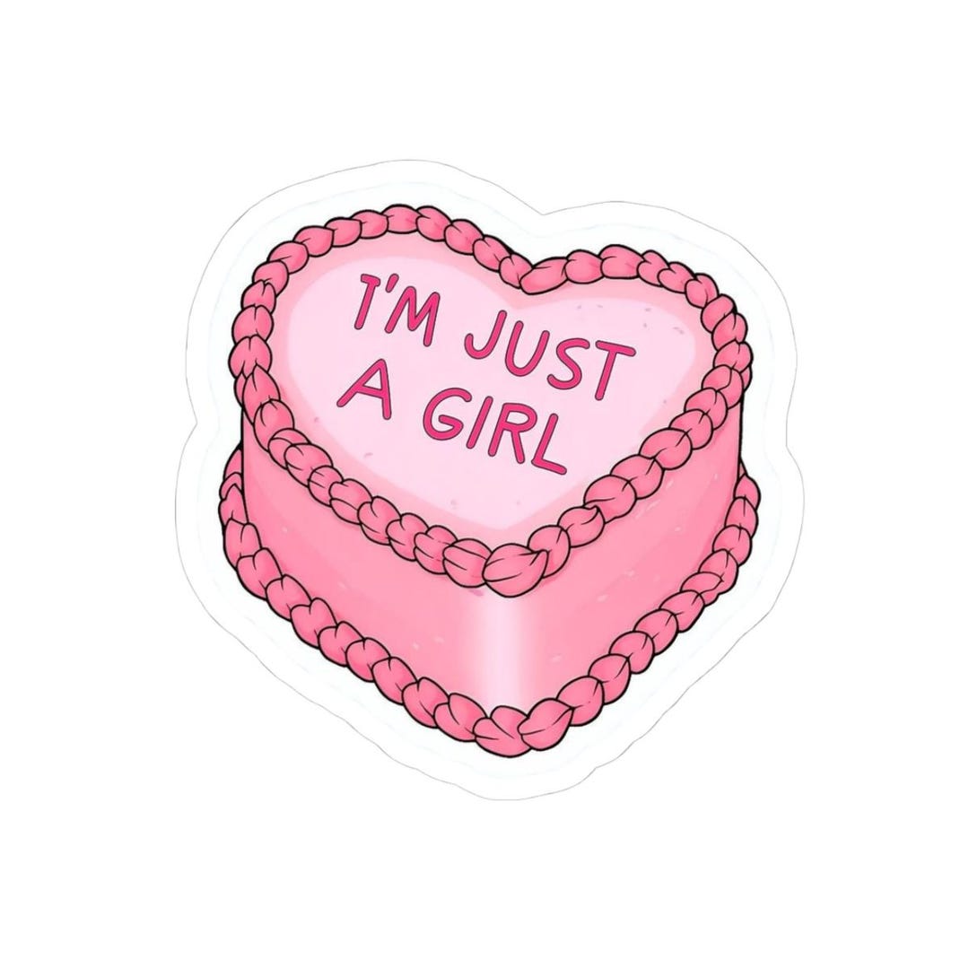 Heart-shaped Cake Sticker, Cute Laptop Decal, I'm Just a Girl ...