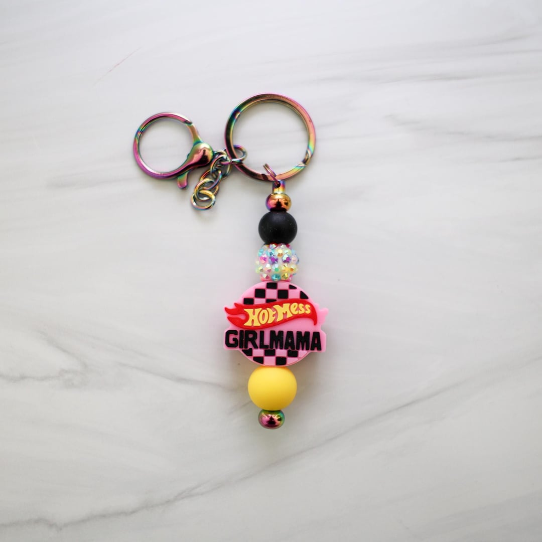 Hot Wheels Mama Edgy Silicone Bead Keychain – Personalized Gift – Cute ...