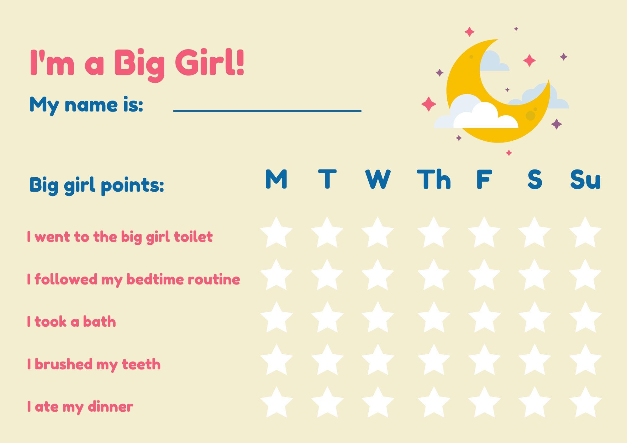 Girls Behaviour Reward Chart - Etsy