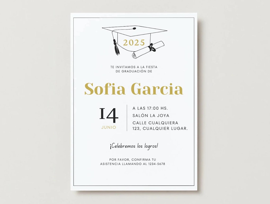 Spanish Graduation Party Invitation – Editable, Modern Design (digital ...