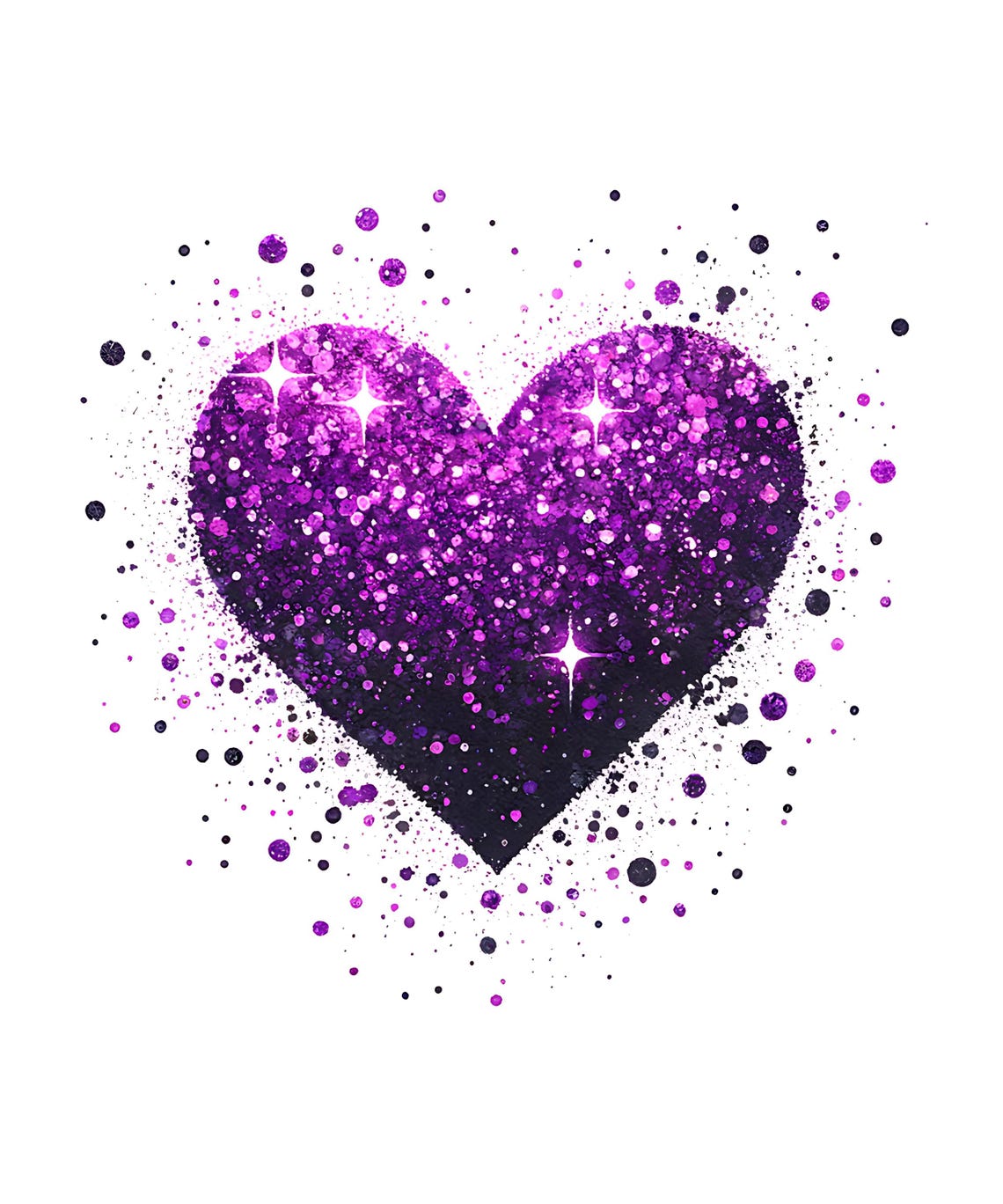 Purple Glitter Heart Clipart – Sparkly Valentine Sublimation PNG ...