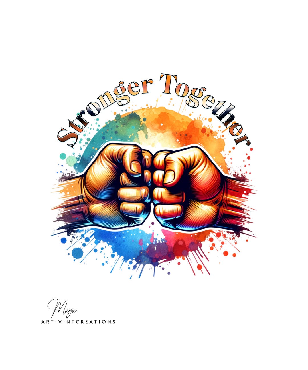 Stronger Together Digital Print – Unity Poster, Fist Bump Wall Art ...