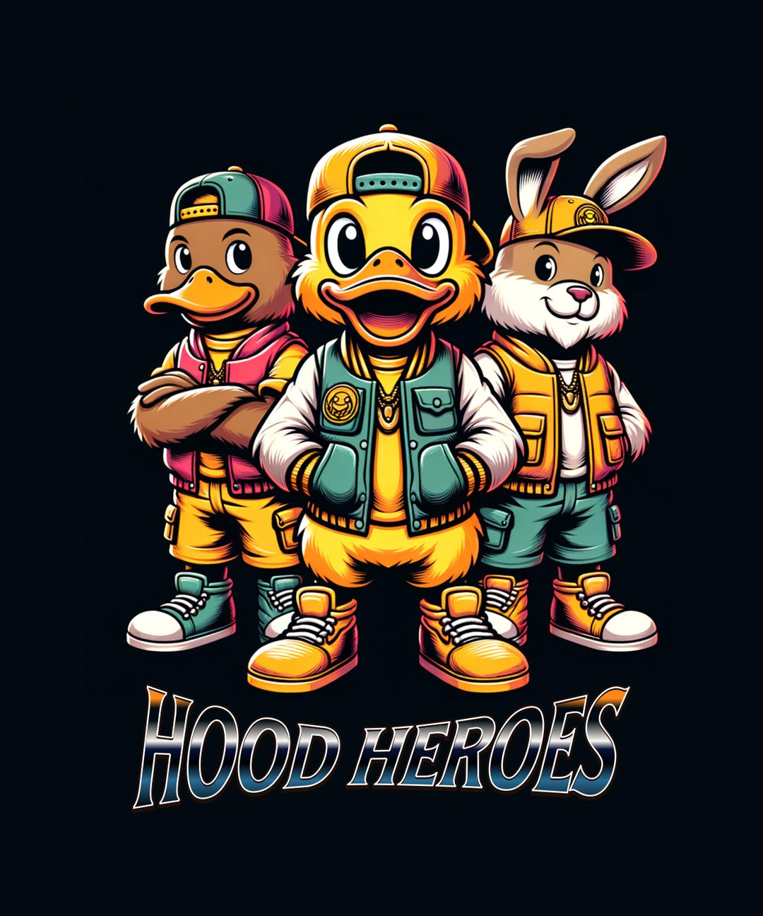 Hood Heroes Cartoon Animals Printable – Urban Style Street Art, Hip Hop ...