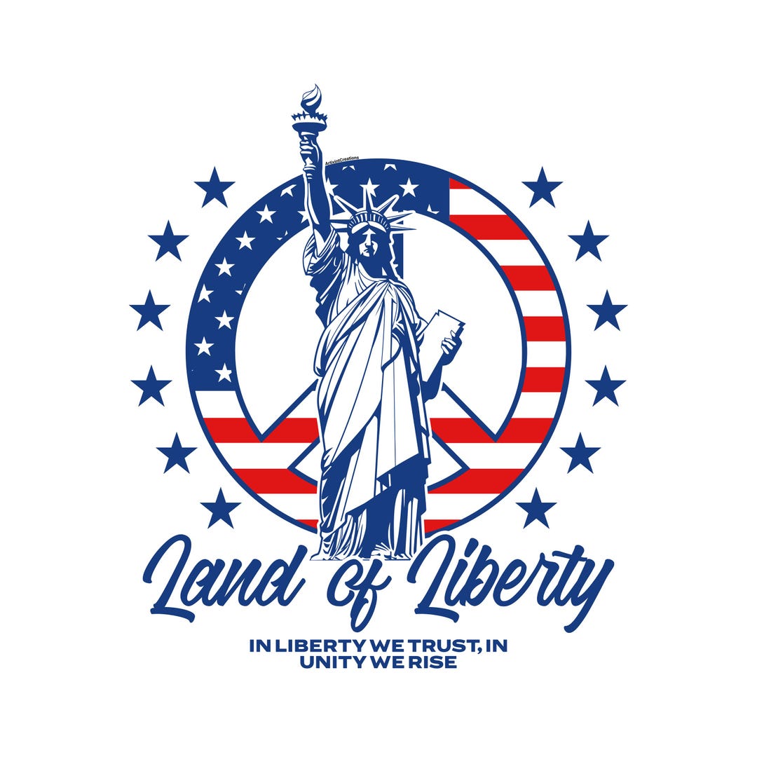 Land of Liberty Statue Printable, American Flag Peace Symbol Wall Art ...