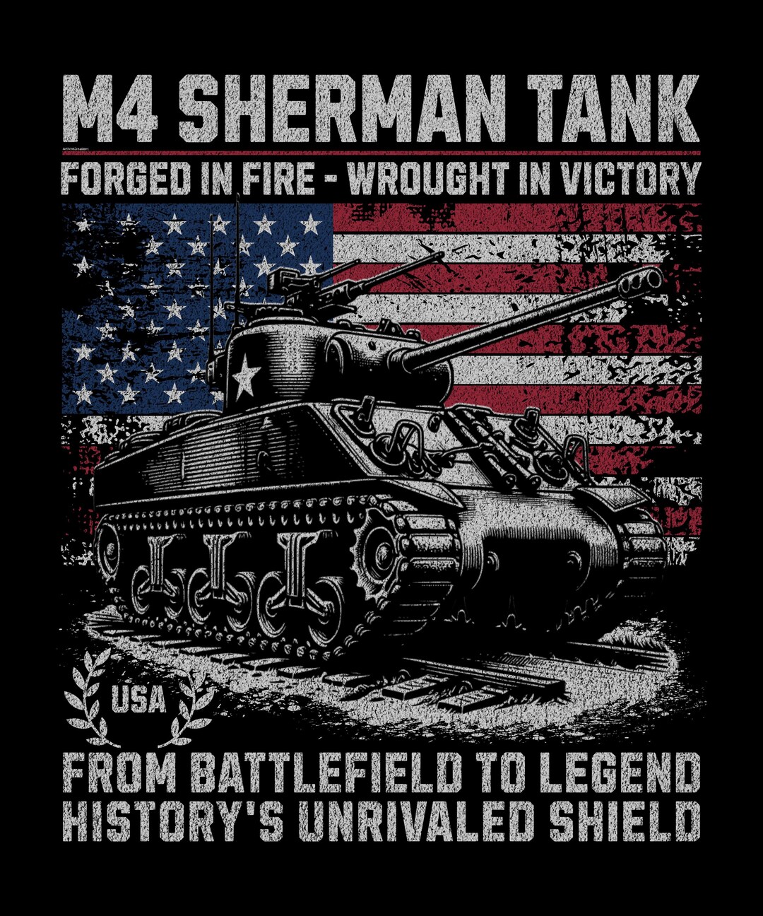 M4 Sherman Tank Printable - American WWII Military Art,patriotic USA ...